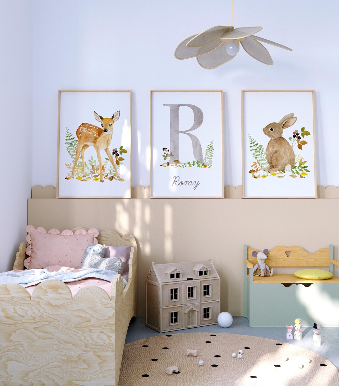 Set of 3 Personalized Forest Theme Posters With Animals, Forest ...