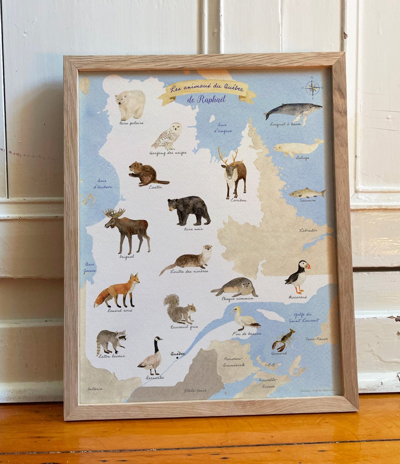Quebec Animal Map - Personalized Educational Poster for Children ...