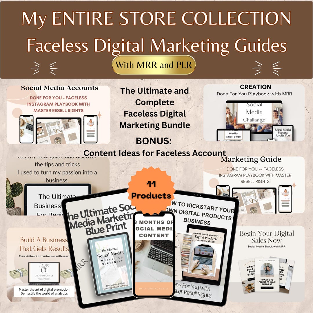 Faceless Digital Marketing Guides Bundle. 11 Unique DFY Guides and ...