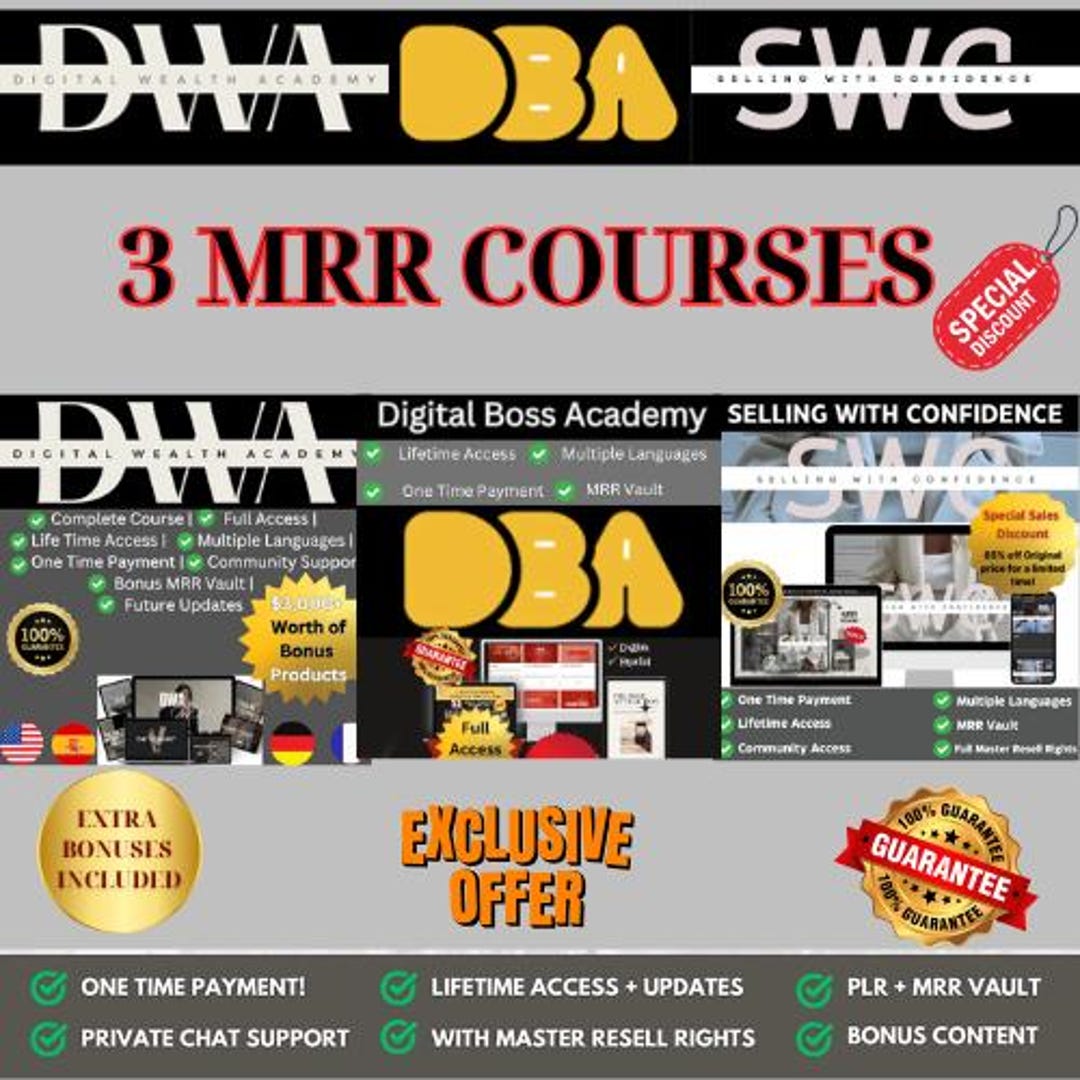 DWA, UBC and DBA. 3 Mrr Course Bundle. Digital Wealth Academy, Ultimate ...