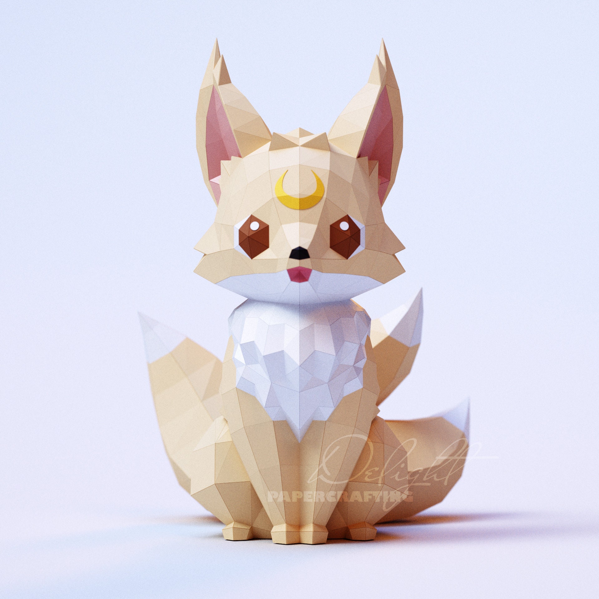 DIY Papercraft Little Fox Kitsune Moon Templates PDF SVG Dxf - Etsy