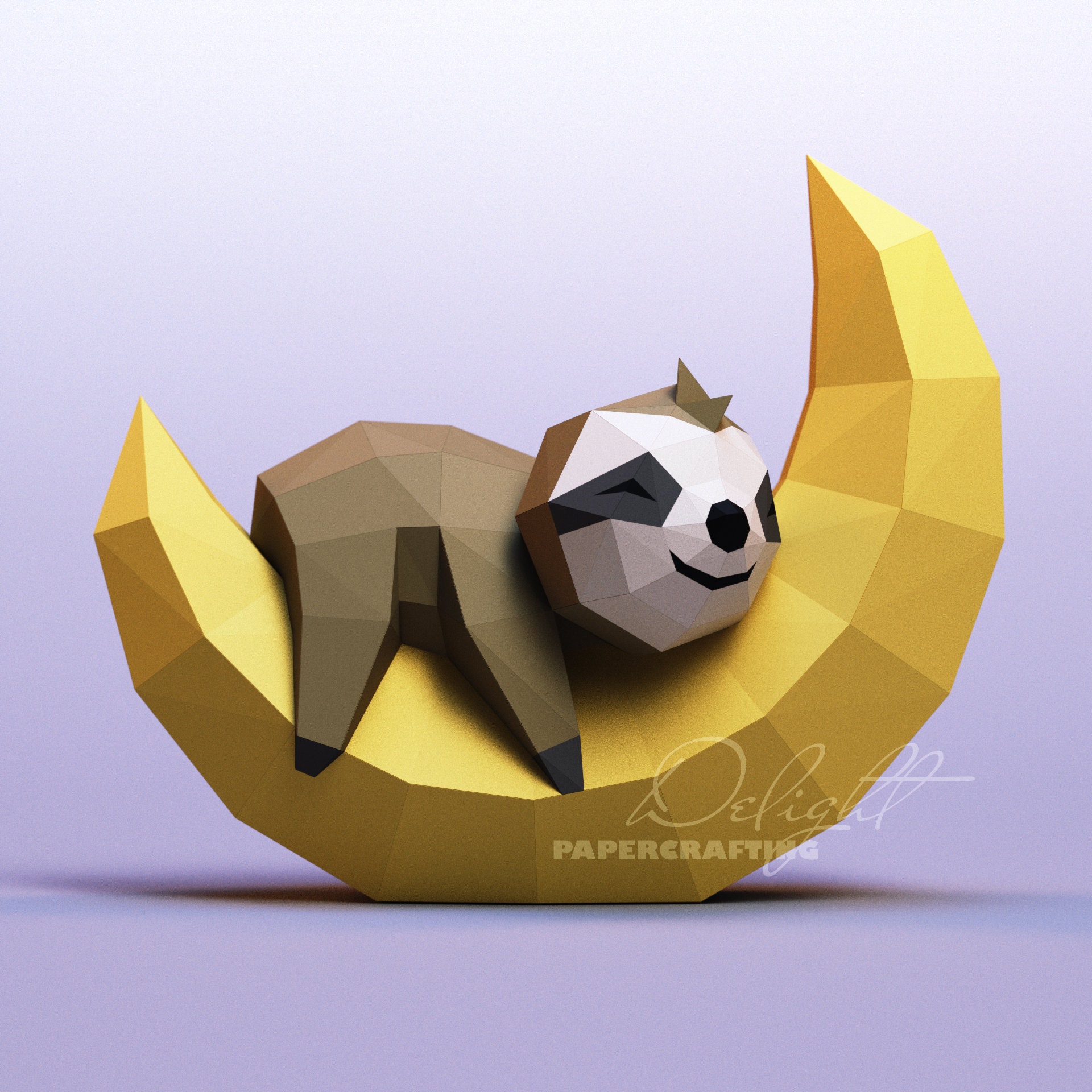 DIY Papercraft Baby Sloth on the Moon Templates PDF SVG Dxf - Etsy