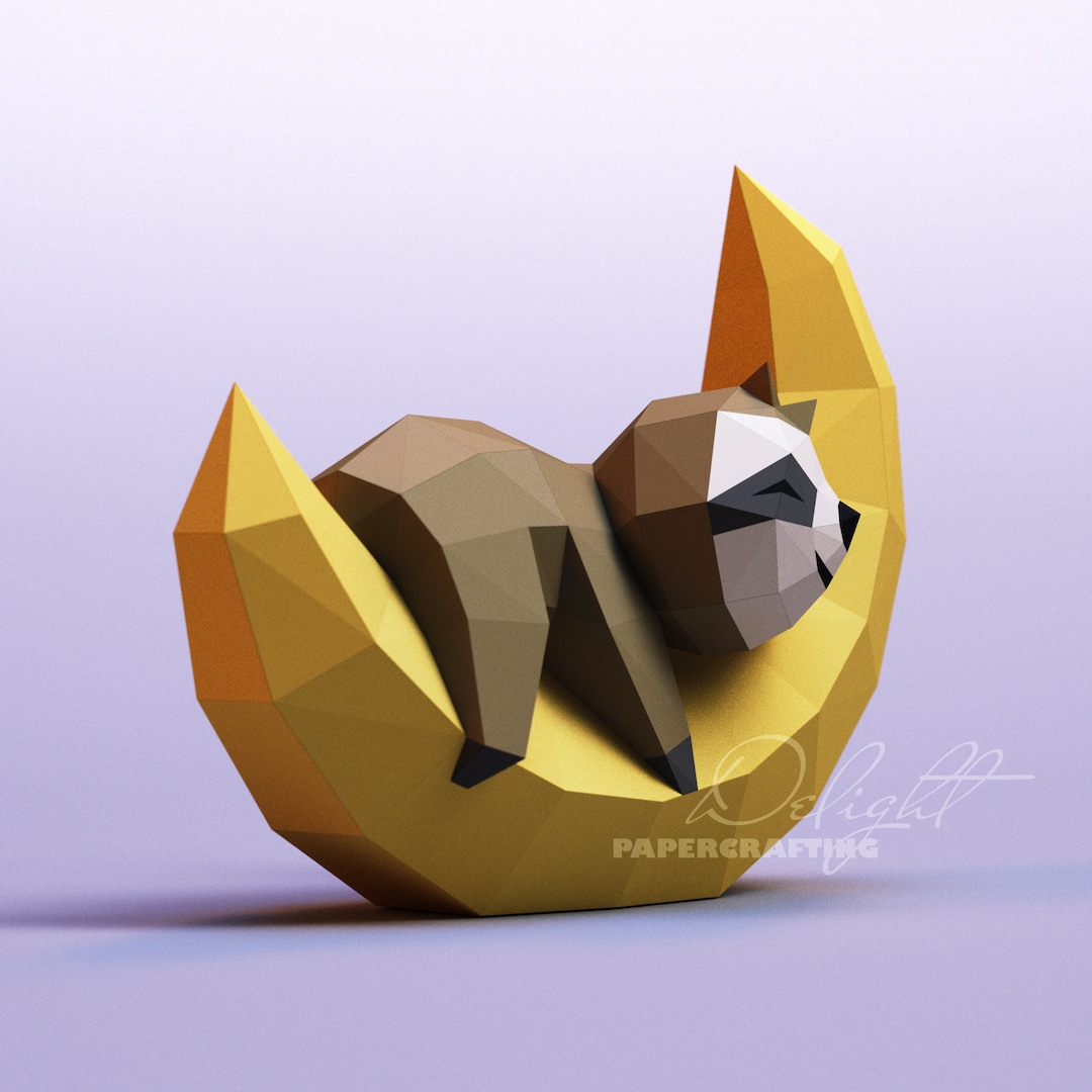 DIY Papercraft Baby Sloth on the Moon Templates PDF SVG Dxf - Etsy