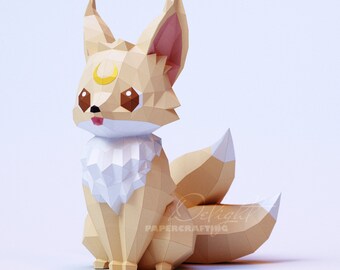 DIY Papercraft Little Fox on the Moon Templates PDF SVG Dxf - Etsy