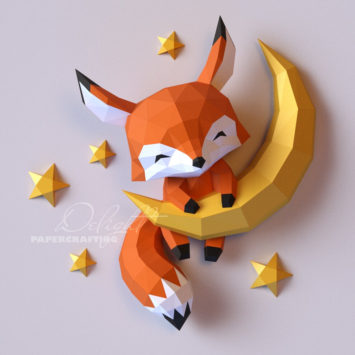 DIY Papercraft Little Fox on the Moon Templates PDF SVG Dxf - Etsy