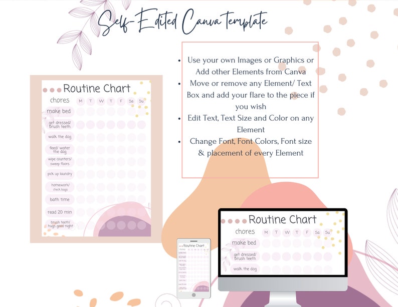 Editable Routine Chore Chart for Kids Customizable From Canva Fun ...