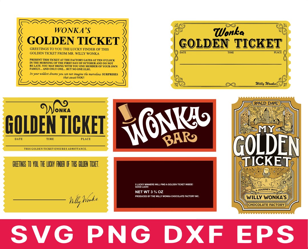 Wonka Golden Ticket Svg / Cutting File for Cricut / Svg, Png, Dxf, Eps ...