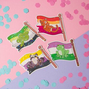 Pride Pirate Flag Vinyl Sticker Holo LGBTQ Trans Ace Aro Lesbian Gay Bi ...