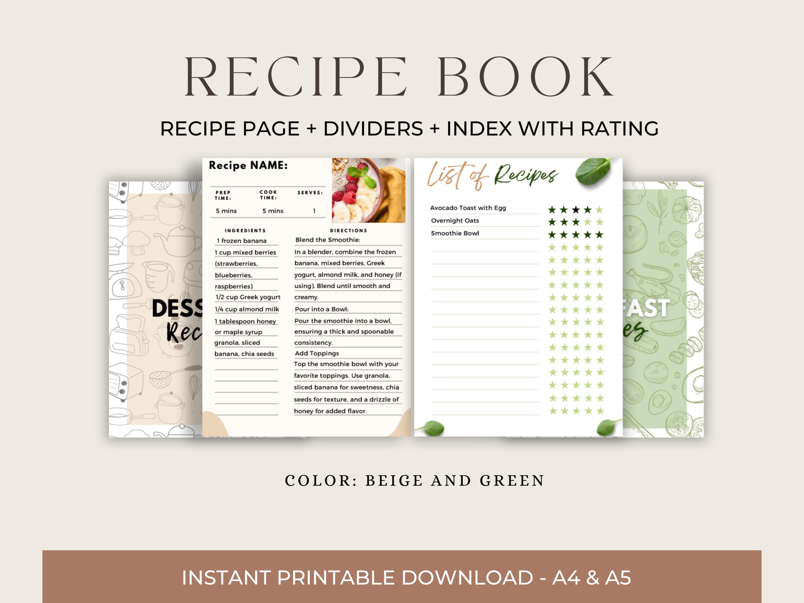 Printable Recipe Cards and Recipe Book Dividers | DIY Printable ...