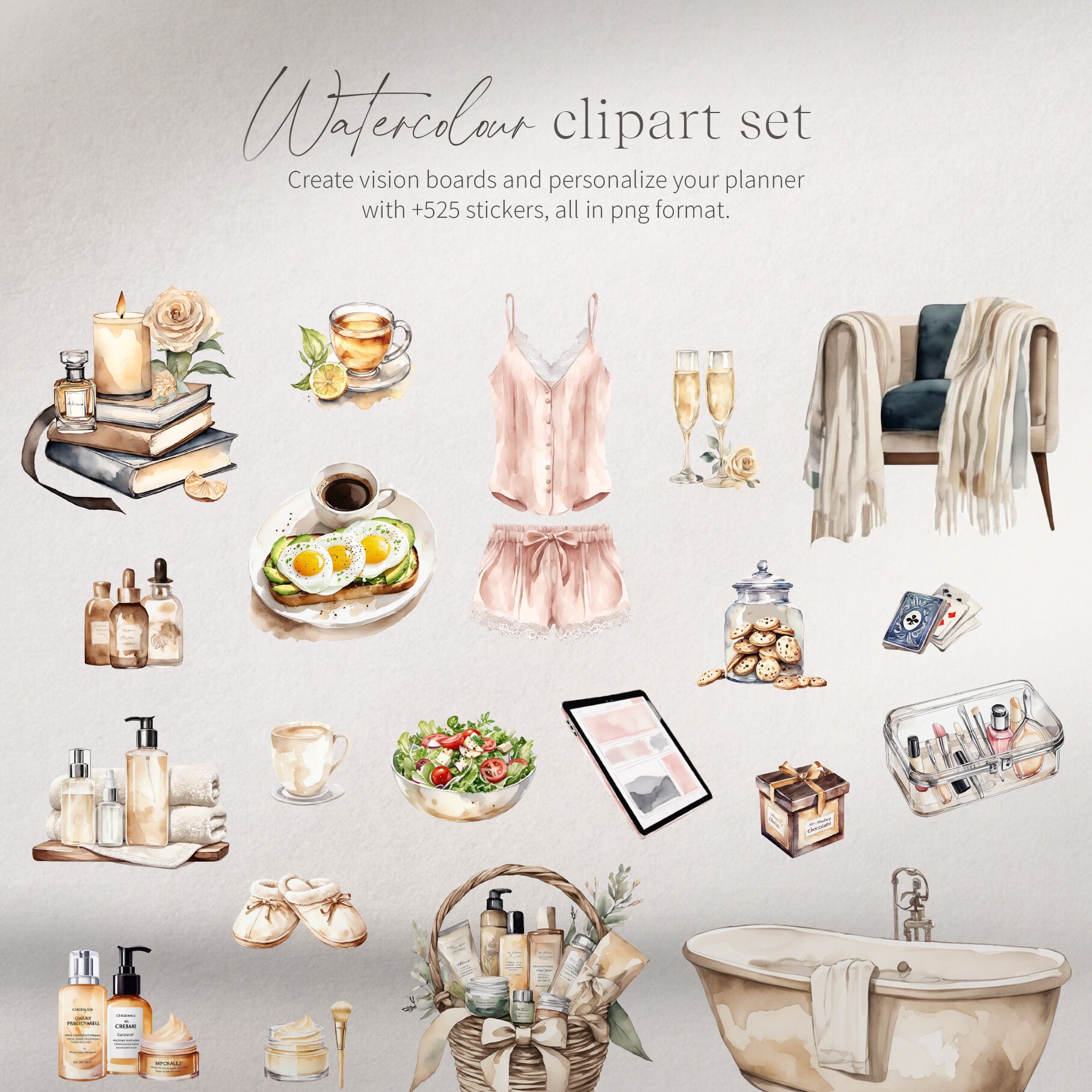 Digital Stickers, Self Care Aesthetic, Girl Wellness and Spa Stickers ...