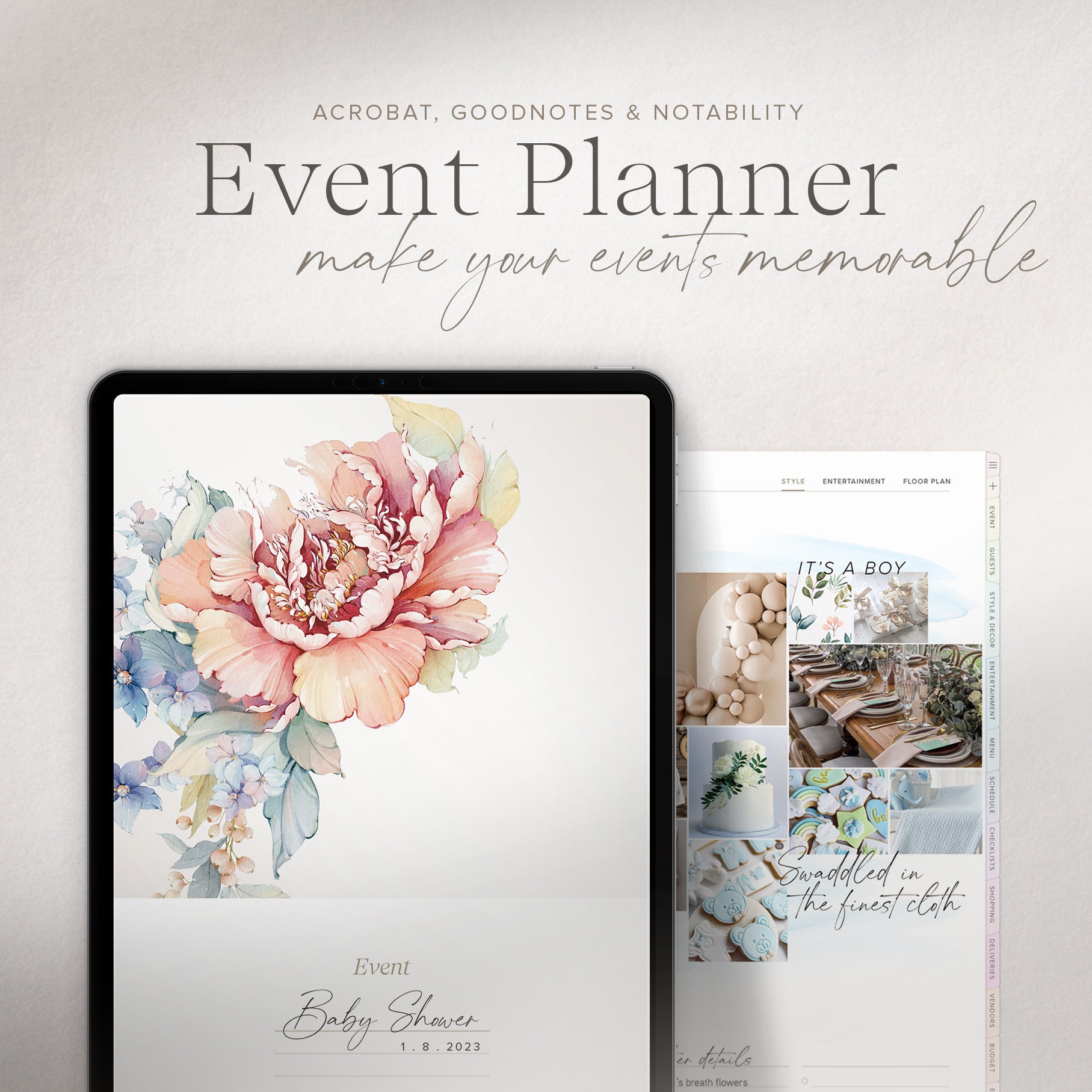 Event Planner, Event Planning Template, Digital Event Planning Book, Party Checklists, iPad ...
