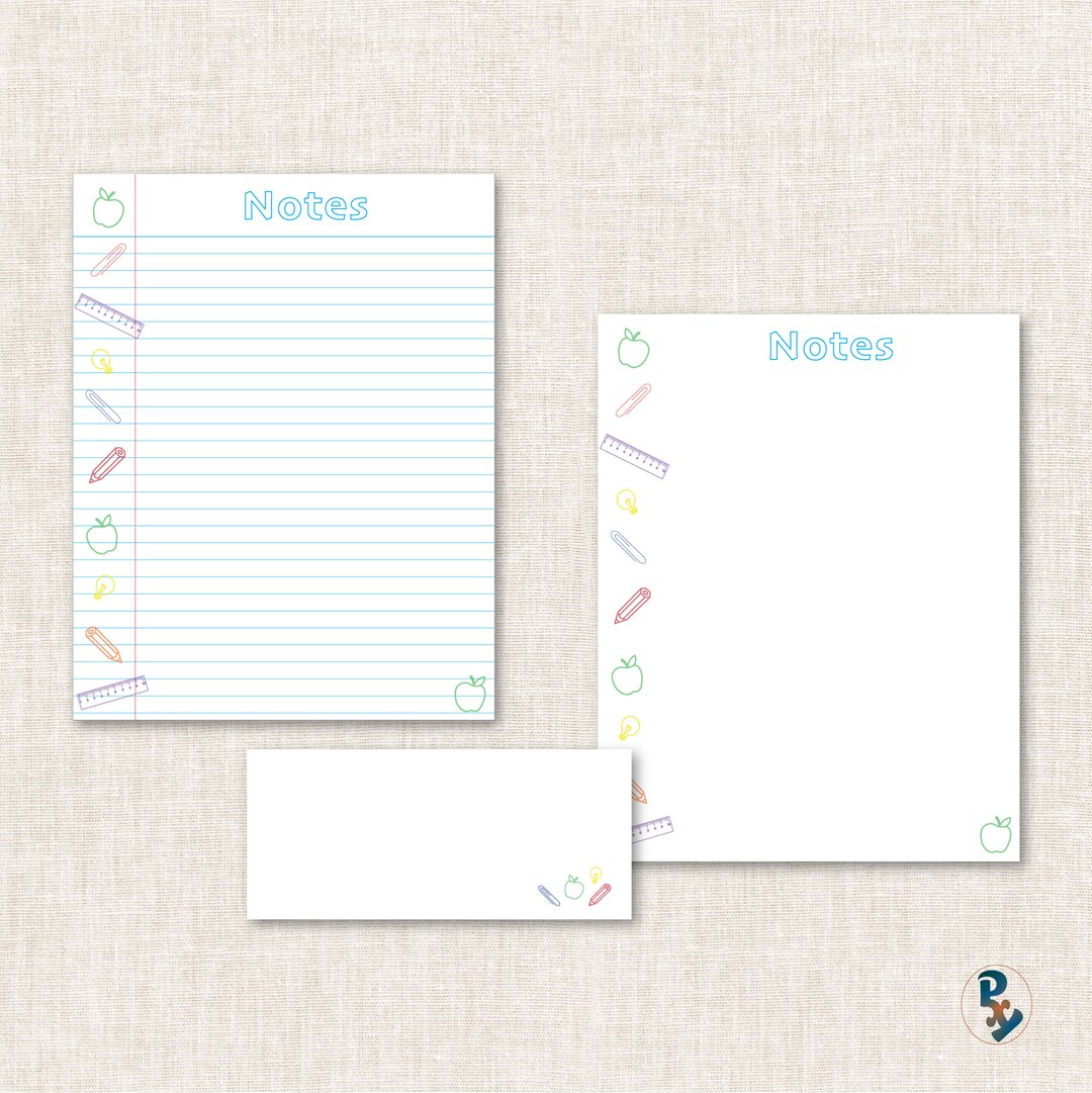 School Note Stationary Printable Stationery With Envelope 8.5x11 1055 ...