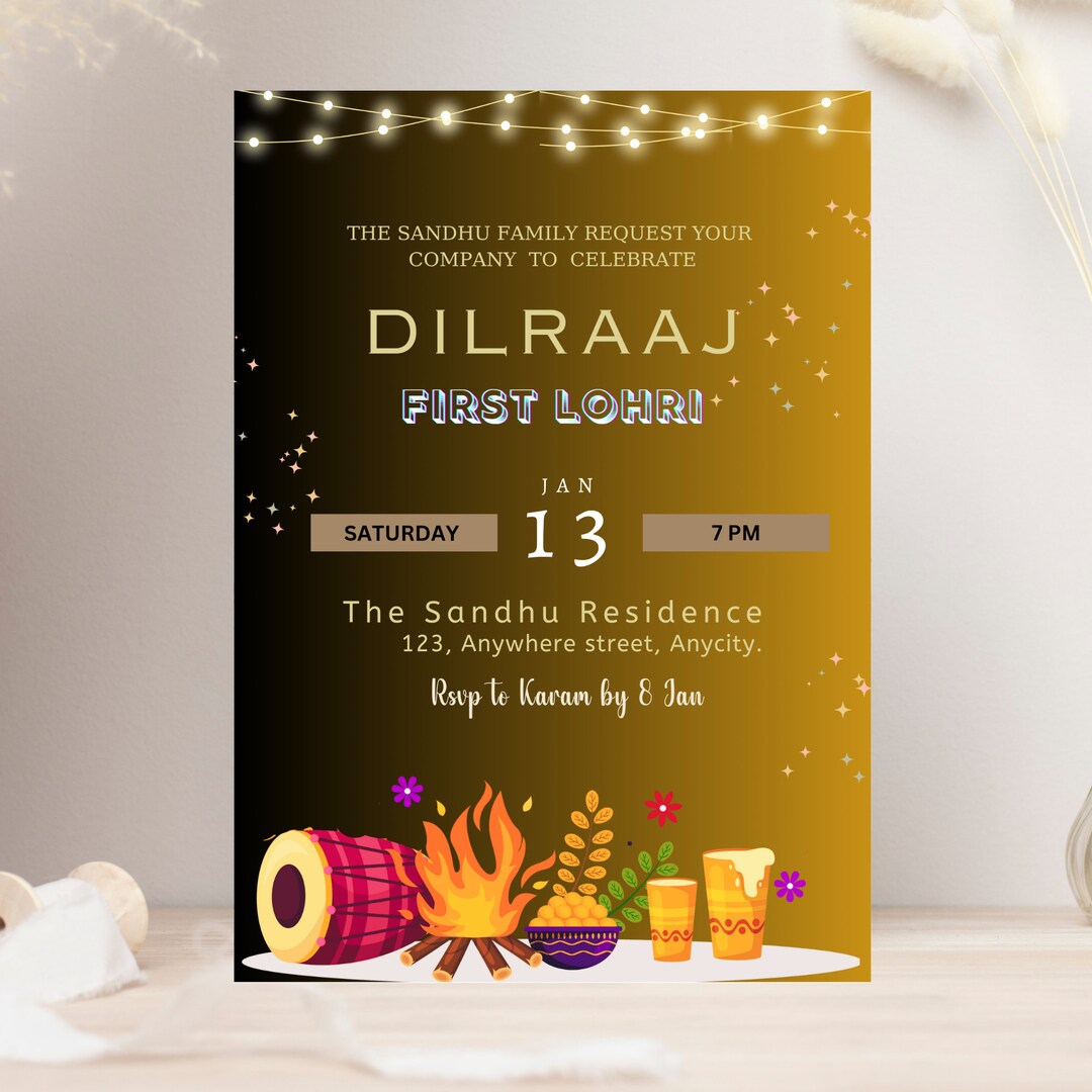 Rustic Brown Canva Lohri Invitation Template Printable & Editable Canva ...