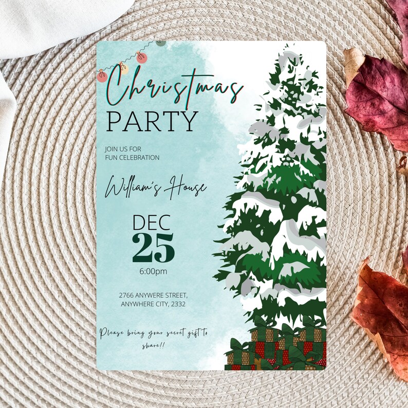 Editable Christmas Party Invitation, Christmas Party Invite, Christmas ...