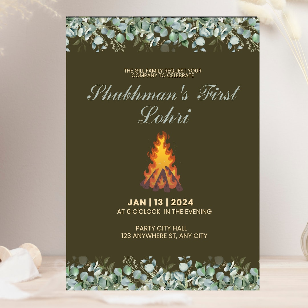 Lohri Invitation Canva Template Printable and Editable Canva Templates ...