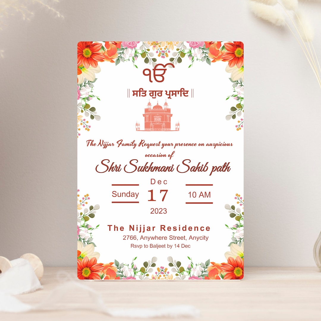 Sukhmani Sahib Path Digital Invitation Template | Sikh Wedding or ...