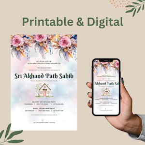 Sri Akhand Path Sahib Digital Canva Invitation Template | Housewarming ...