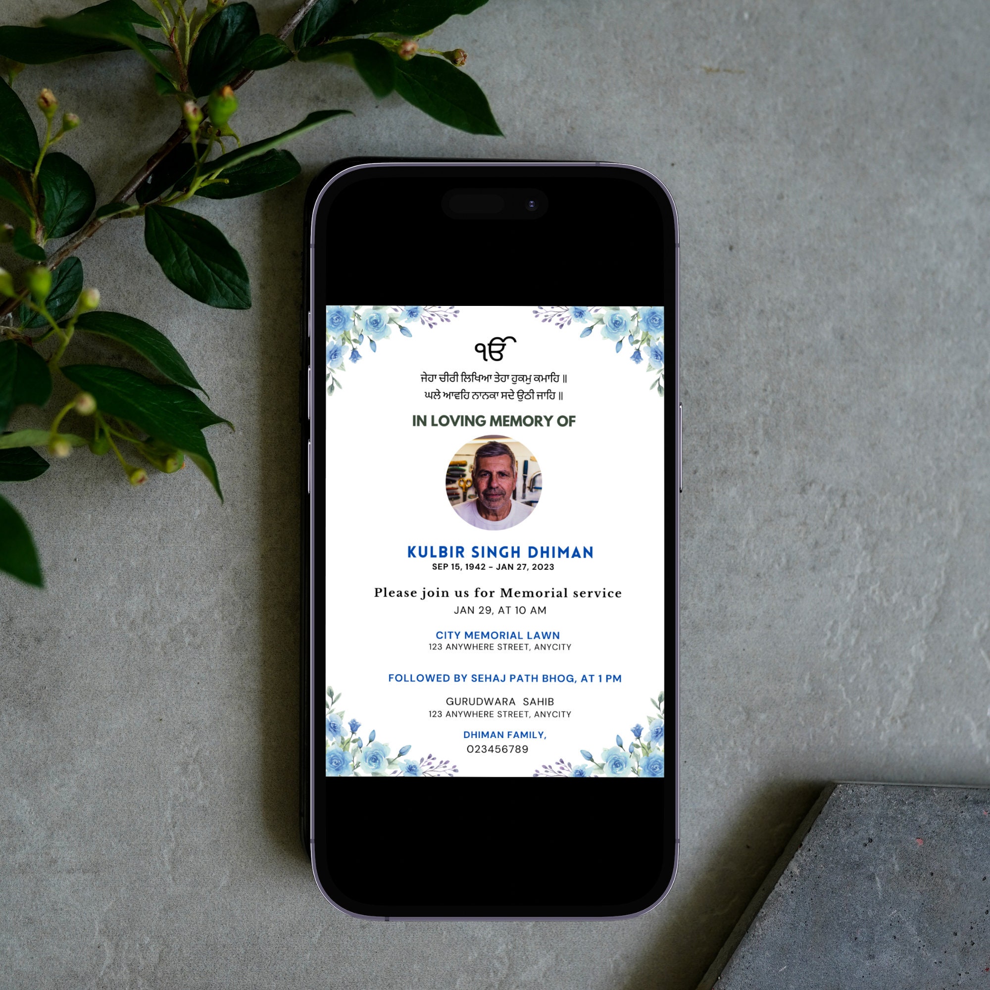 Sikh Funeral Invite, Punjabi Funeral Invitation Template, Antim Ardas ...