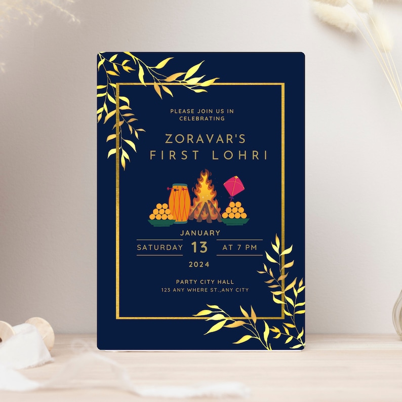 Lohri Invitation | Editable Lohri Template | Lohri Mobile Invitation ...