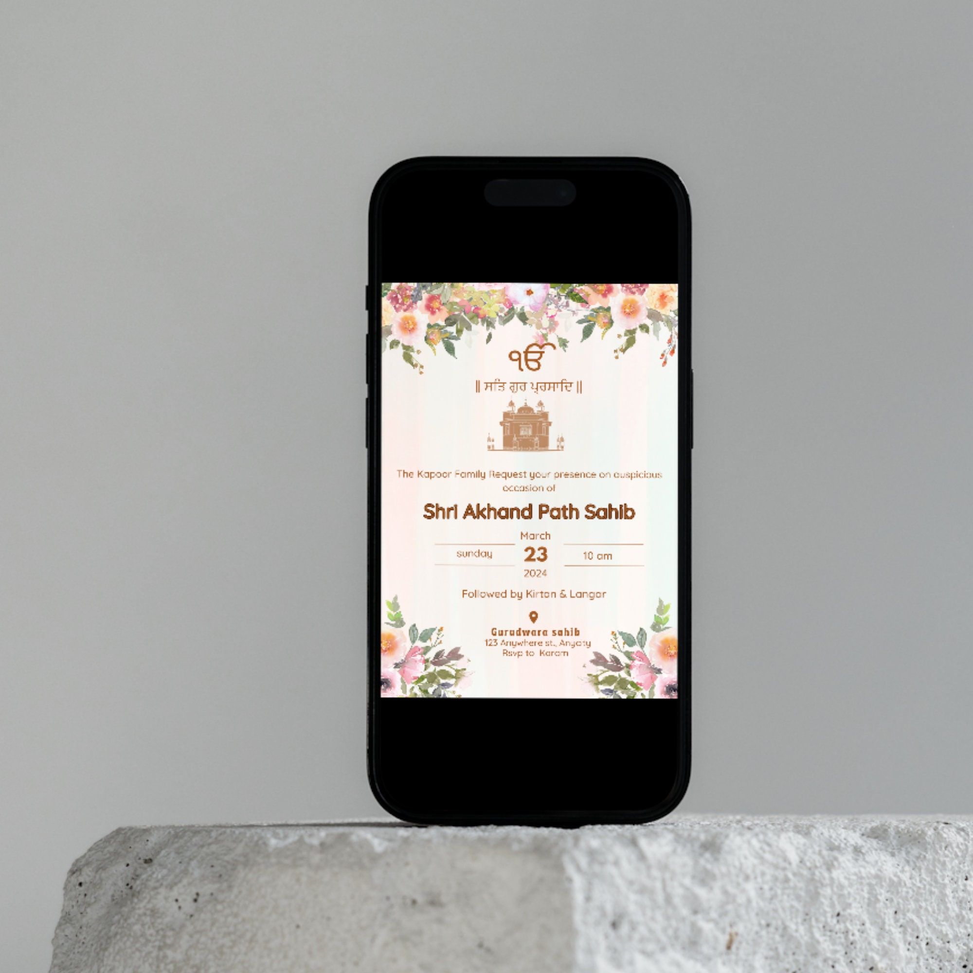 Sri Akhand Path Sahib Invitation | Instant Downlad | Mobile Invitation ...