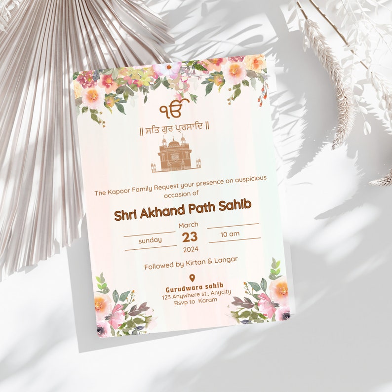 Sri Akhand Path Sahib Invitation | Instant Downlad | Mobile Invitation ...