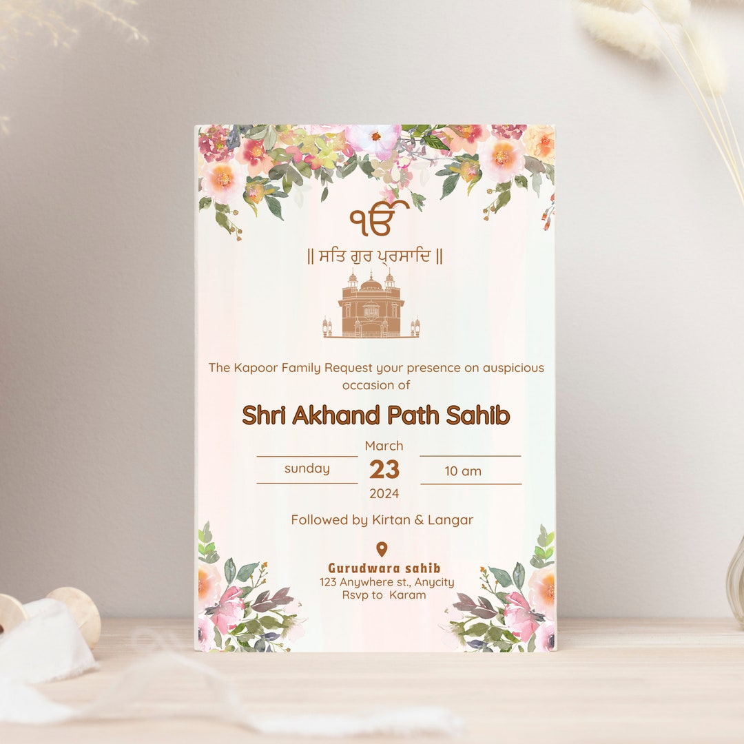Sri Akhand Path Sahib Invitation | Instant Downlad | Mobile Invitation ...