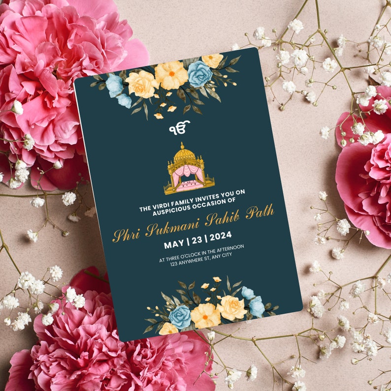 Sukhmani Sahib Path Digital Invitation Template | Sikh Wedding or ...