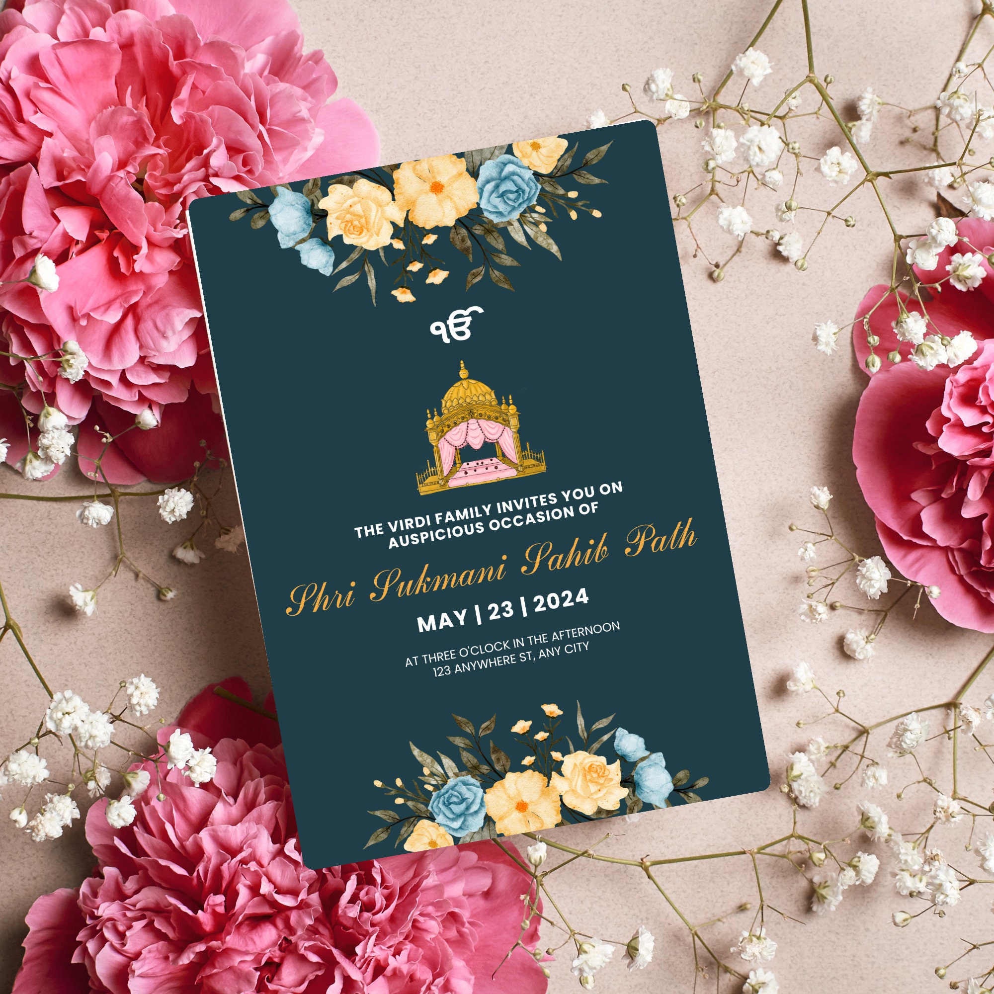 Sukhmani Sahib Path Digital Invitation Template | Sikh Wedding or ...