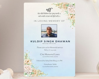 Sikh Funeral Programme Invite Punjabi Funeral Invitation Template Antim ...
