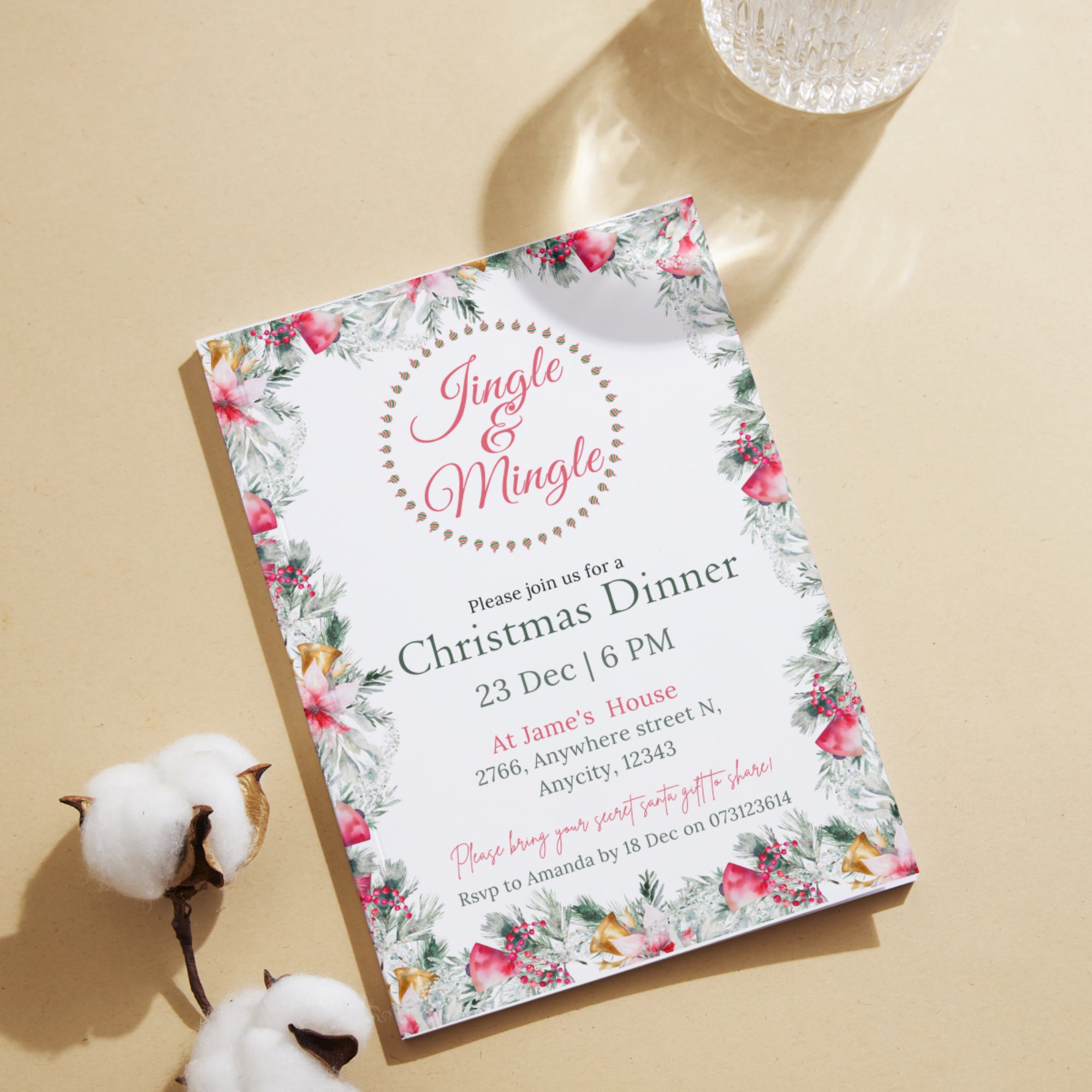 Red Green Christmas Party Invitation, Christmas Party Printable,holiday ...