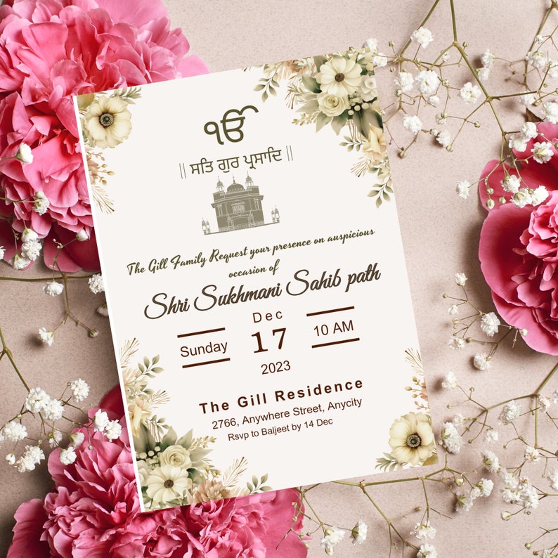 Sukhmani Sahib Path Digital Invitation Template | Sikh Wedding or ...