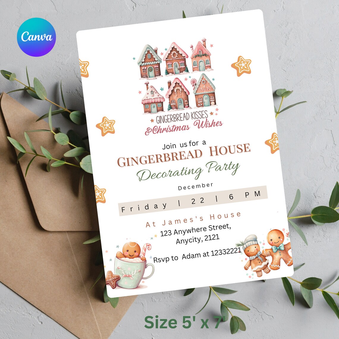 EDITABLE Gingerbread House Decorating Party Invitation, Gingerbread ...