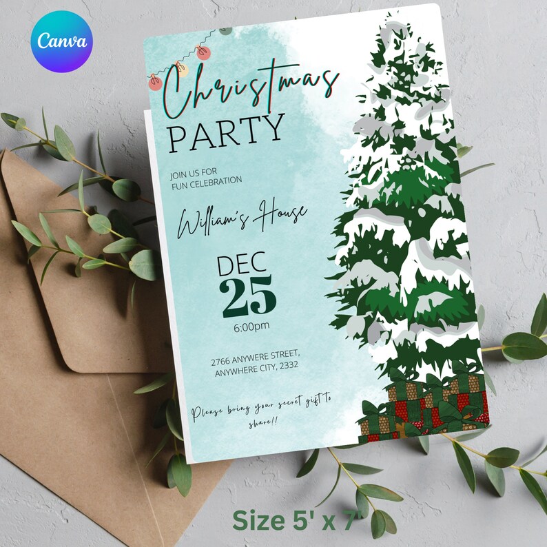Editable Christmas Party Invitation, Christmas Party Invite, Christmas ...