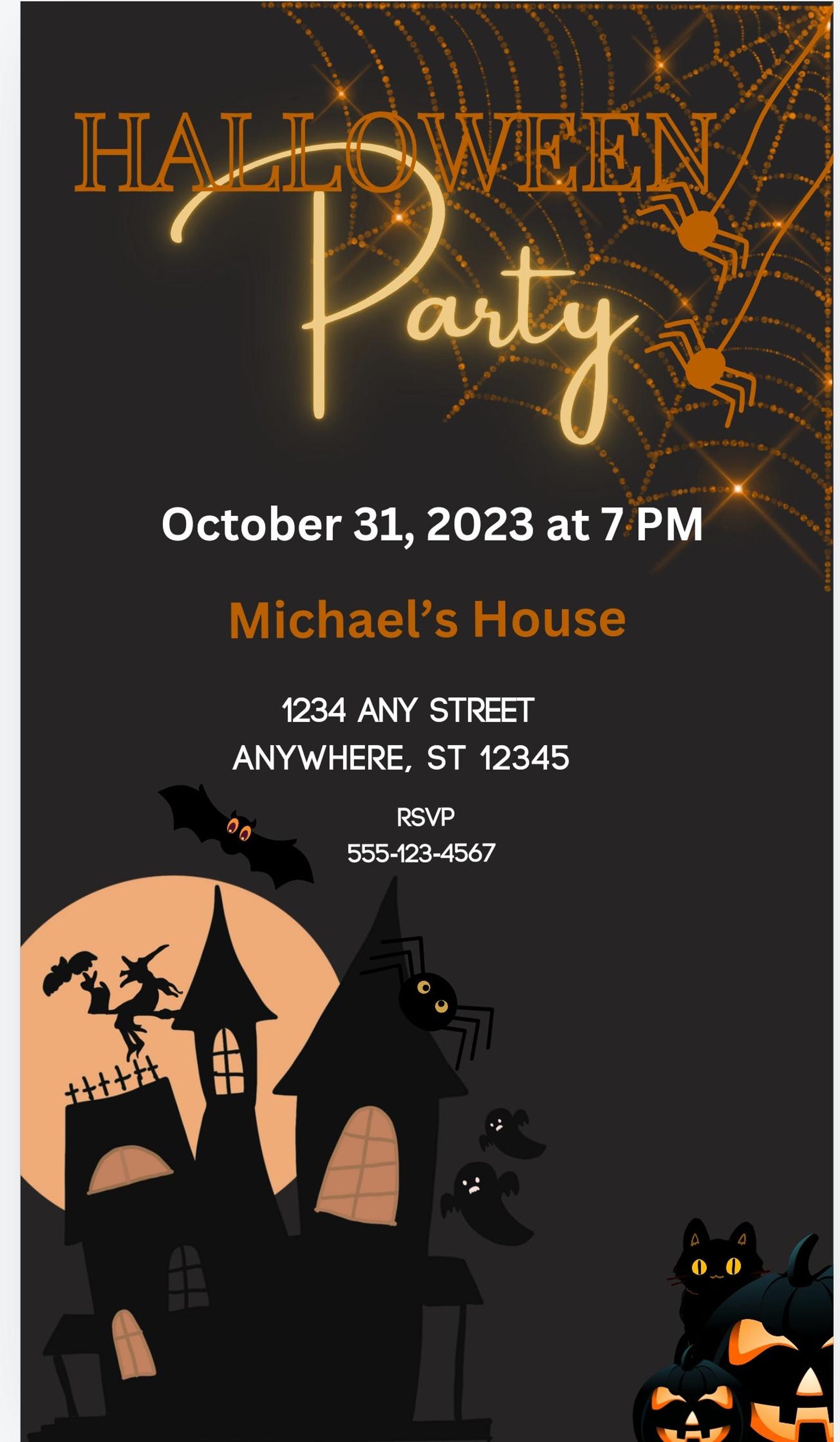 Spooky Halloween Invitation Template Editable Halloween Party Invite ...