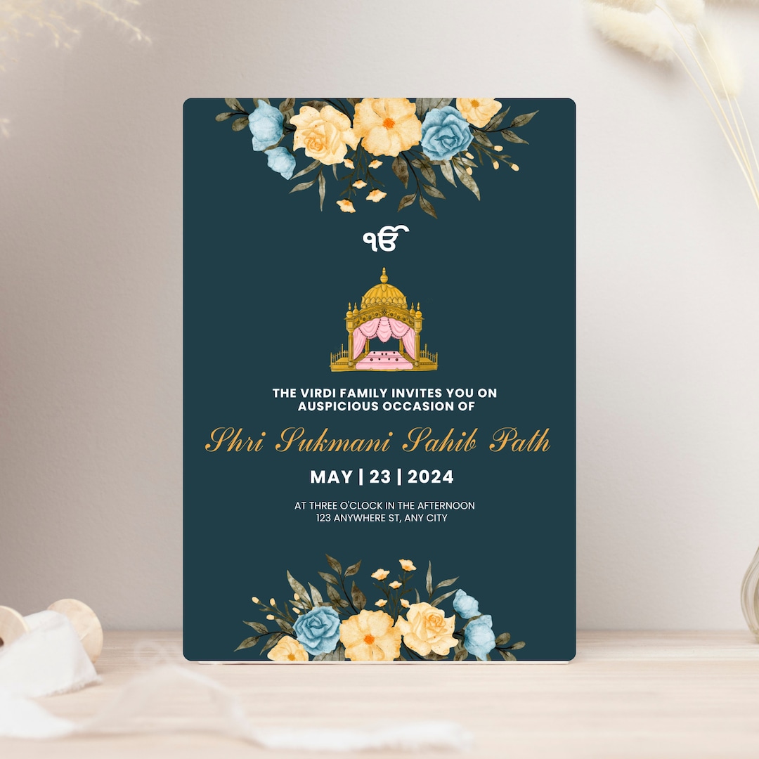 Sukhmani Sahib Path Digital Invitation Template | Sikh Wedding or ...