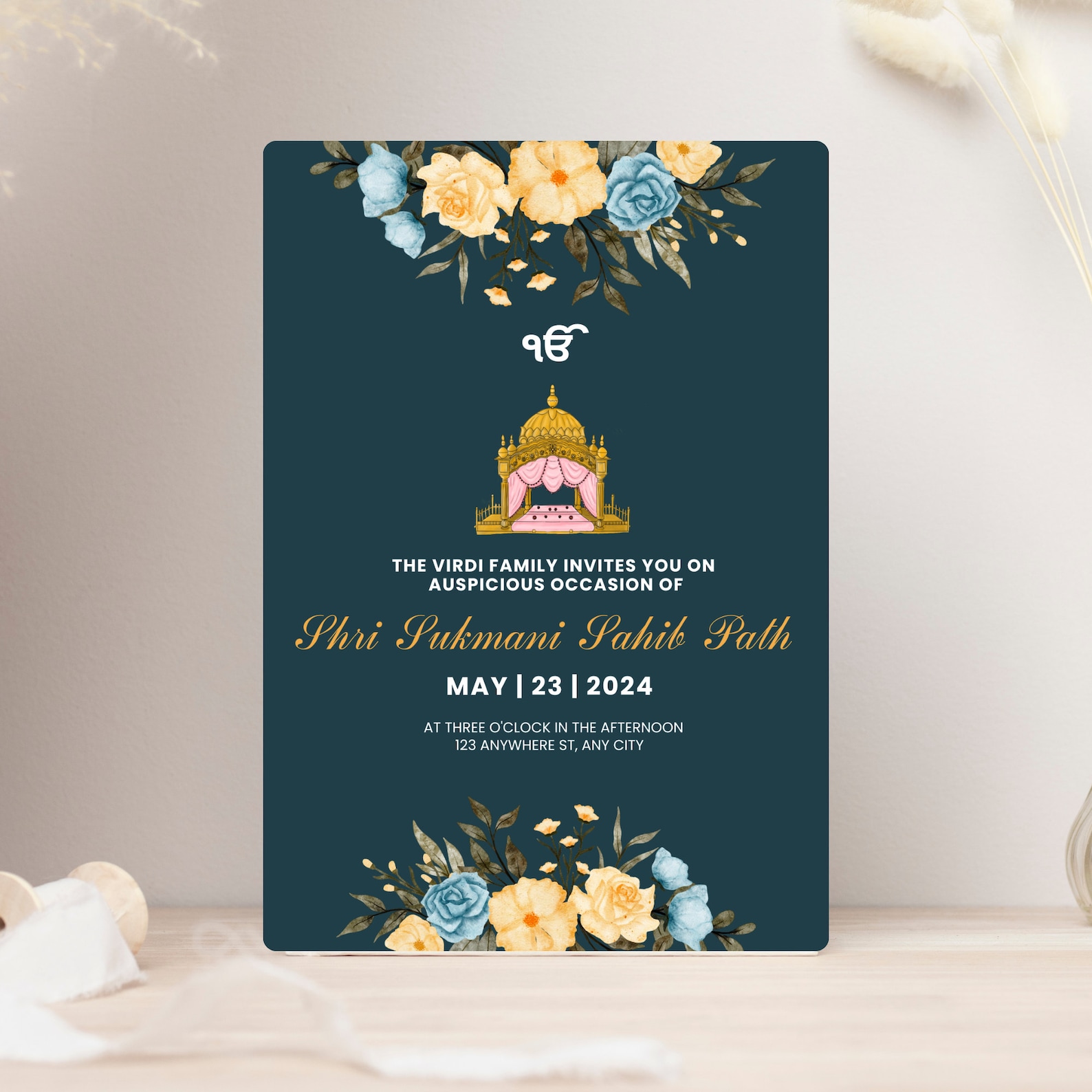 Sukhmani Sahib Path Digital Invitation Template Sikh Wedding or ...