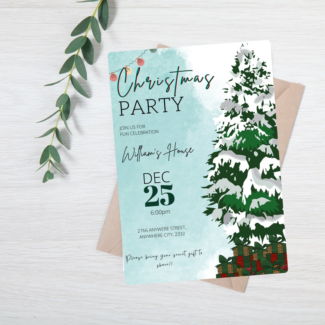 Editable Christmas Party Invitation, Christmas Party Invite, Christmas ...