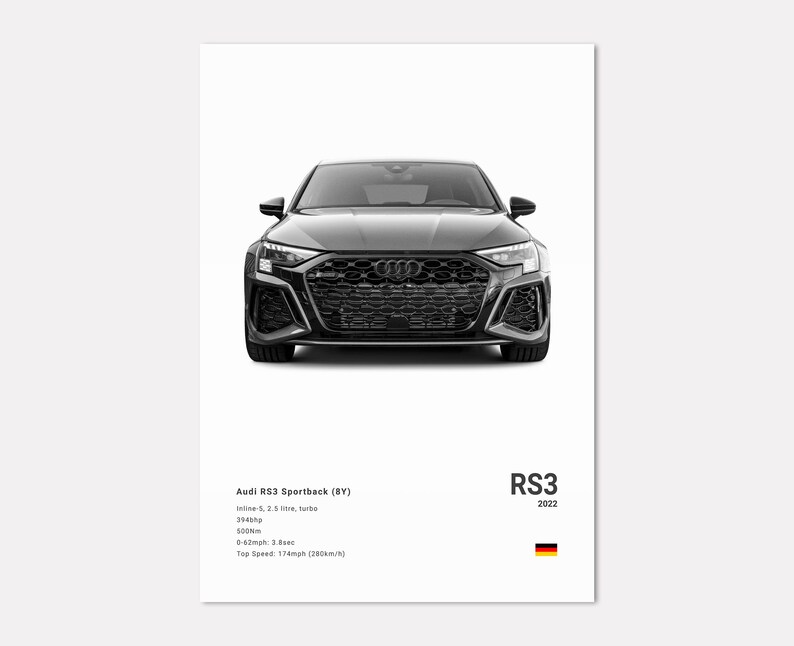 Audi RS3 Sportback 8Y Poster Print Wall Art Car Photography - Etsy