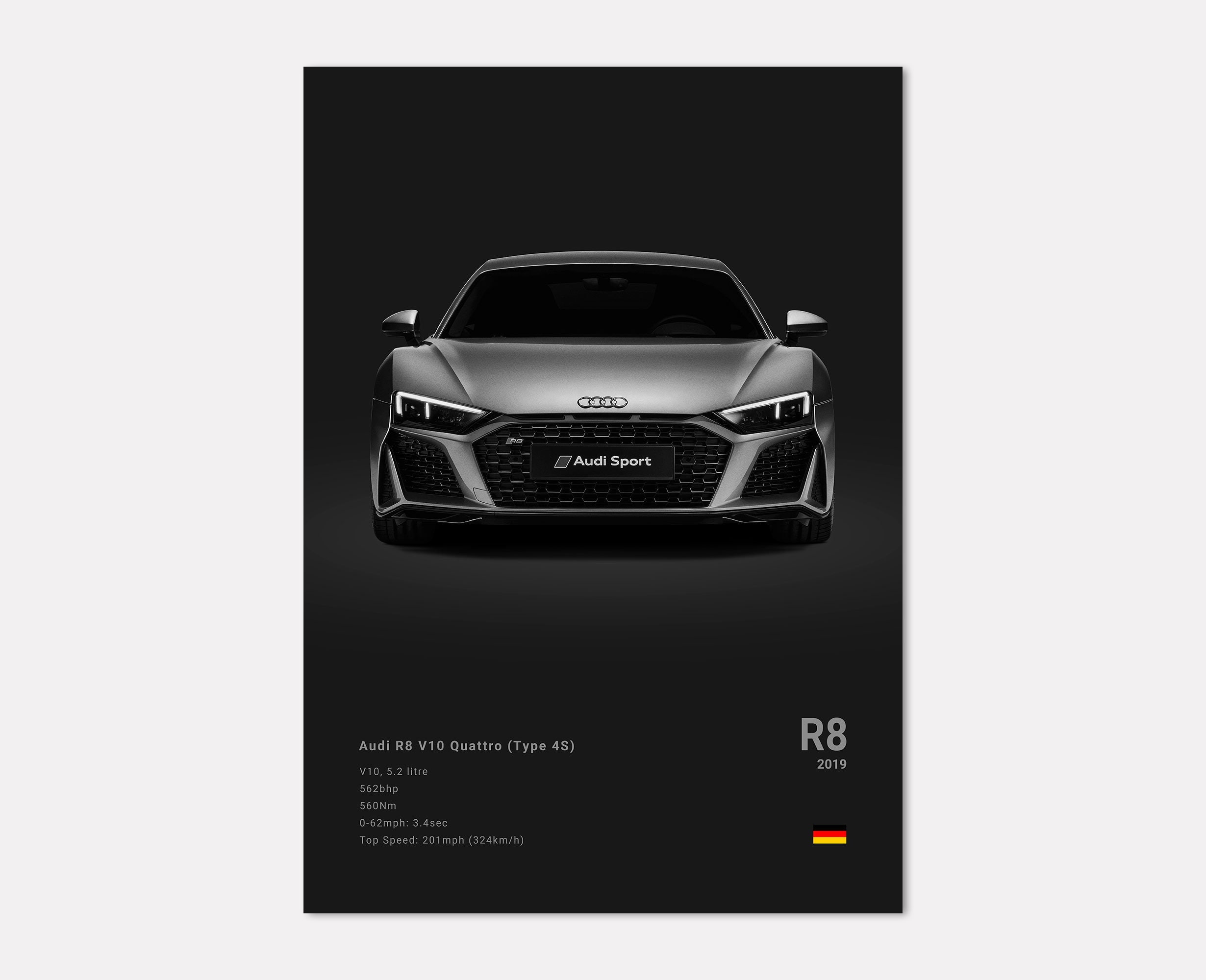 Audi R8 V10 Type 4S Poster Print Wall Art Car Photography - Etsy