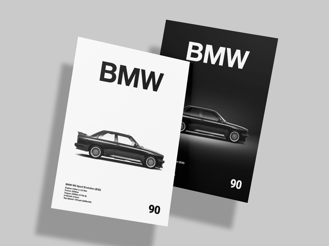BMW M3 Sport Evolution E30 Car Poster Print Automotive Wall Art Car ...