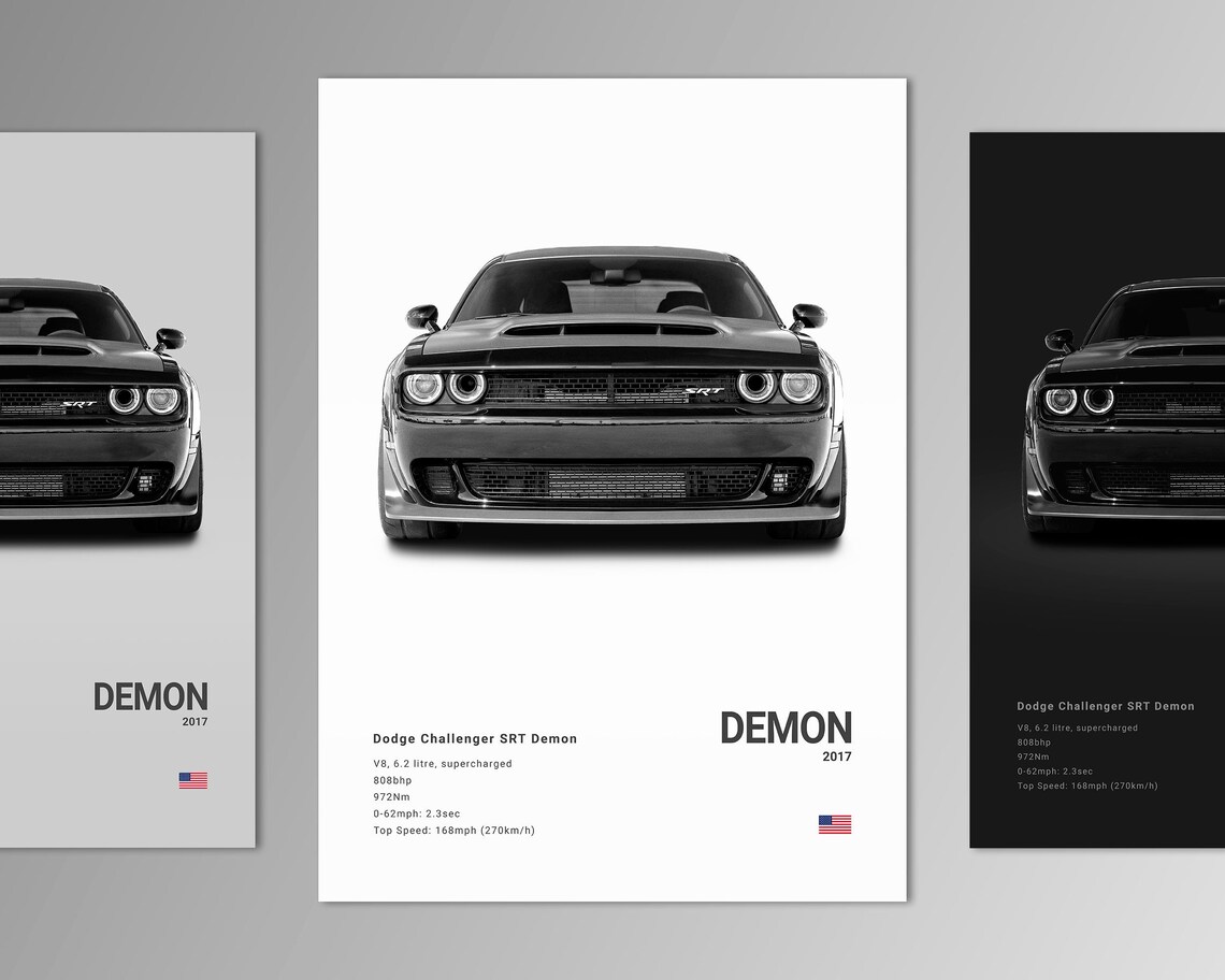 Dodge Challenger SRT Demon Poster Print Wall Art Car Photography - Etsy