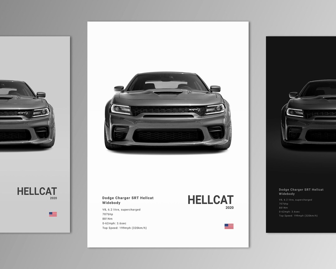 Dodge Charger SRT Hellcat Widebody Poster Print | Wall Art | Car ...