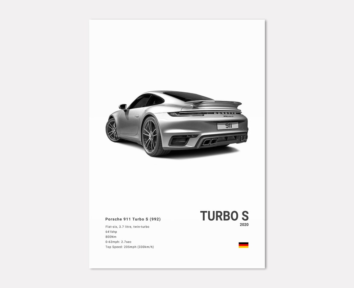 Porsche 911 Turbo S 992 Poster Print Wall Art Car Photography - Etsy