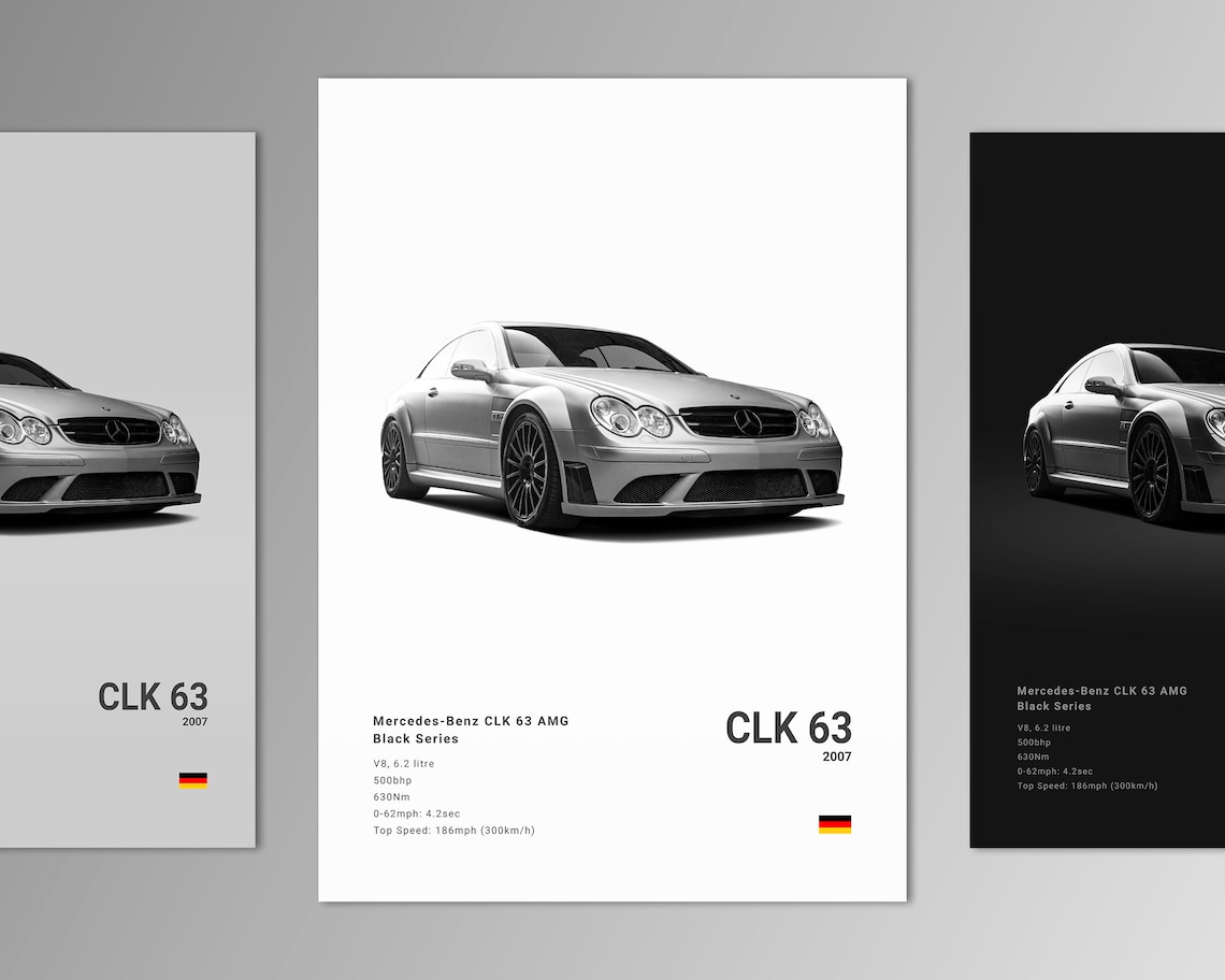 Mercedes-benz CLK 63 AMG Black Series Poster Print Wall Art Car ...