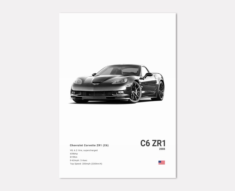 Chevrolet Corvette ZR1 C6 Poster Print Wall Art Car Photography - Etsy