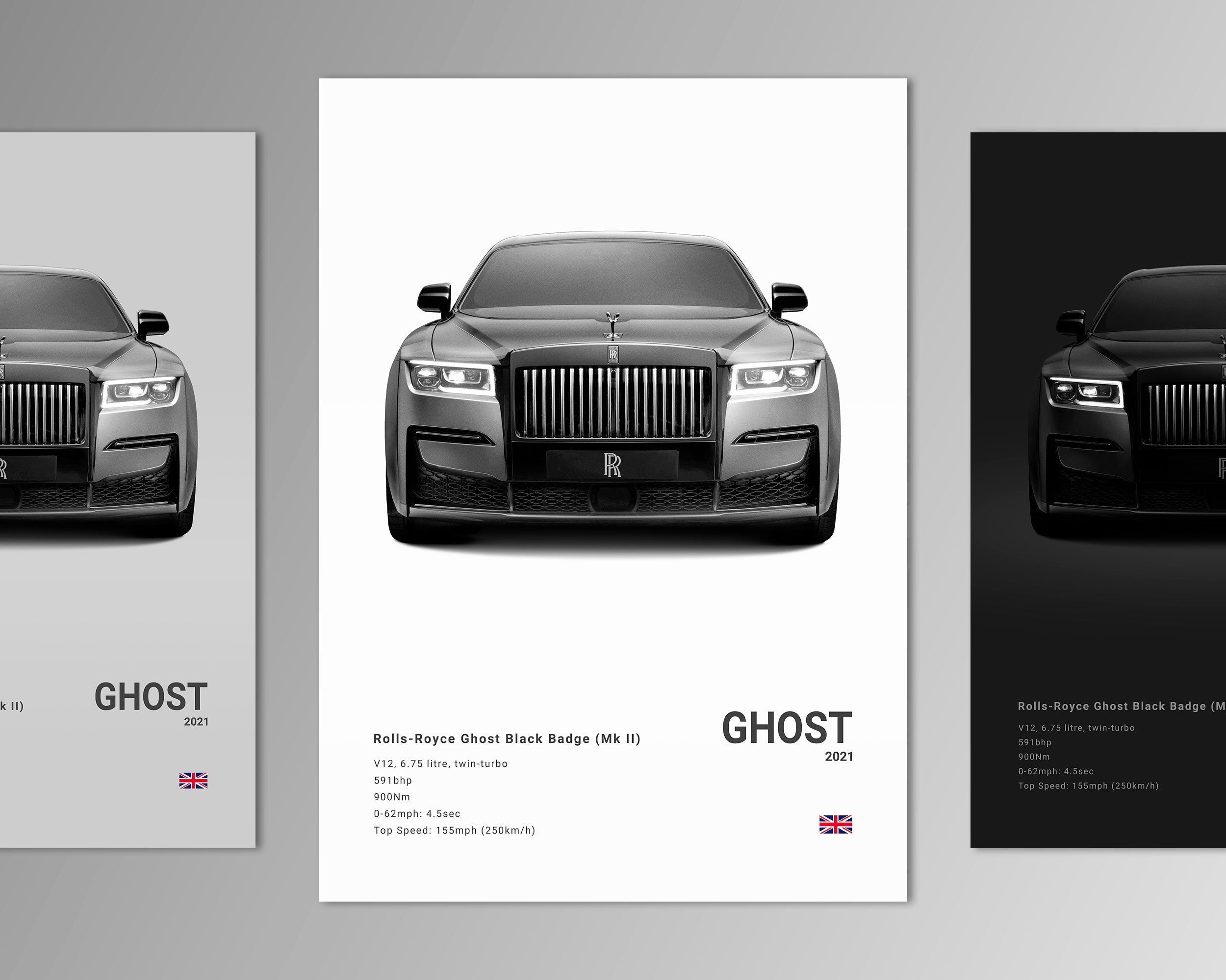 Rolls-royce Ghost Black Badge mk II Poster Print Wall Art Car ...