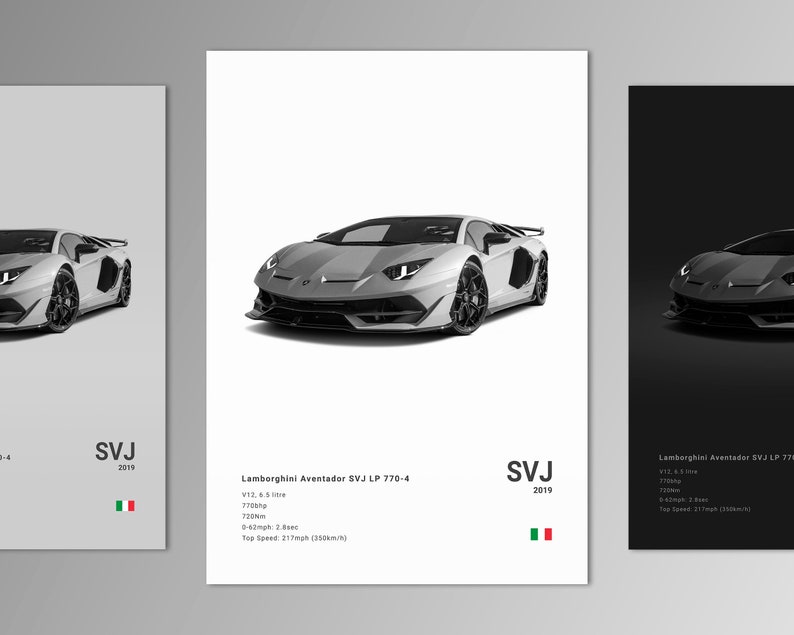 Lamborghini Aventador SVJ Poster Print Wall Art Car Photography - Etsy