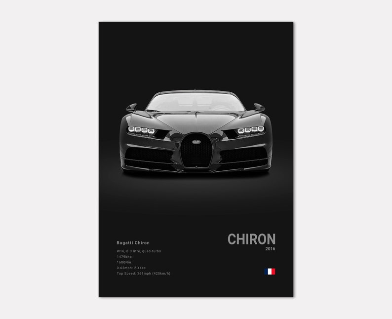 Bugatti Chiron Supercar Poster Print Wall Art Car - Etsy
