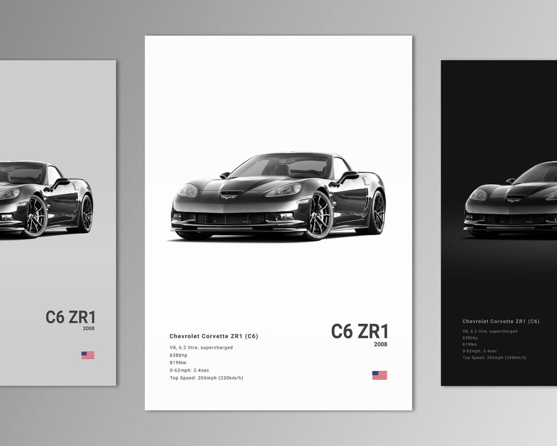 Chevrolet Corvette ZR1 C6 Poster Print Wall Art Car Photography - Etsy