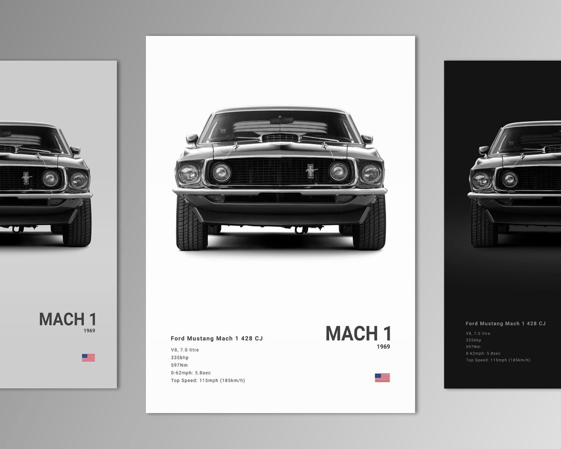 Ford Mustang Mach 1 1969 Poster Print Wall Art Car - Etsy